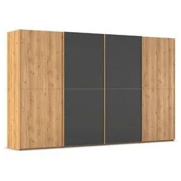 Schwebet&uuml;renschrank Rauch "Kleiderschrank Schrank Garderobe Schlafzimmerschrank SCALE-WOOD", schwarz (asteiche massiv, glas schwarz matt), B:360cm H:223cm T:68cm, Holz teilmassiv, Schr&auml;nke, Schwebet&uuml;renschrank, edle geteilte Front in massiver Asteiche mit Glast&uuml;ren MADE IN GERMANY