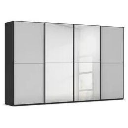 Schwebet&uuml;renschrank Rauch "Kleiderschrank Schrank Garderobe Schlafzimmerschrank SCALE-DUO", grau (schwarz, glas seidengrau, griffleisten schwarz), B:360cm H:223cm T:68cm, Holzwerkstoff, Schr&auml;nke, Schwebet&uuml;renschrank, edle zweigeteilte T&uuml;ren Spiegel/Glas-Mix 3 Zierleisten MADE IN GERMANY