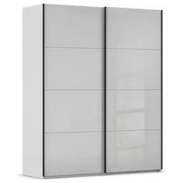 Schwebet&uuml;renschrank Rauch "Kleiderschrank Schrank Garderobe Schlafzimmerschrank SCALE-FYRA", grau (seidengrau, glas seidengrau, griffleisten schwarz), B:181cm H:223cm T:67cm, Holzwerkstoff, Schr&auml;nke, Schwebet&uuml;renschrank, edle viergeteilte T&uuml;ren mit Glas-Front viele Farben MADE IN GERMANY