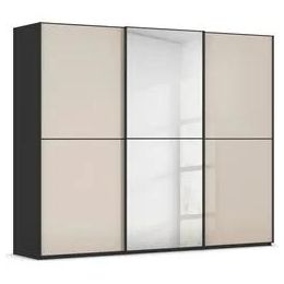 Schwebet&uuml;renschrank Rauch "Kleiderschrank Schrank Garderobe Schlafzimmerschrank SCALE-DUO", beige (schwarz, glas champagner, griffleisten schwarz), B:271cm H:223cm T:68cm, Holzwerkstoff, Schr&auml;nke, Schwebet&uuml;renschrank, edle zweigeteilte T&uuml;ren Spiegel/Glas-Mix 3 Zierleisten MADE IN GERMANY