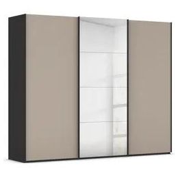 Schwebet&uuml;renschrank Rauch "Kleiderschrank Schrank Garderobe Schlafzimmerschrank SCALE-FYRA", beige (schwarz, glas fango matt, griffleisten schwarz), B:271cm H:223cm T:68cm, Holzwerkstoff, Schr&auml;nke, Schwebet&uuml;renschrank, edle viergeteilte T&uuml;ren Spiegel/Glas-Mix viele Farben MADE IN GERMANY