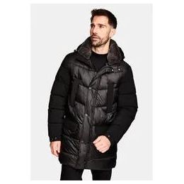 Parka NEW CANADIAN, Herren, Gr. 48, schwarz, 100% Polyester, unifarben, lang, ohne Ausschnitt, Jacken Parka, mit kuscheligem Kunstfellbesatz an der Kapuze