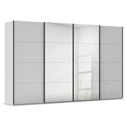 Schwebet&uuml;renschrank Rauch "Kleiderschrank Schrank Garderobe Schlafzimmerschrank SCALE-FYRA", grau (seidengrau, glas seidengrau, griffleisten schwarz), B:360cm H:223cm T:68cm, Holzwerkstoff, Schr&auml;nke, Schwebet&uuml;renschrank, edle viergeteilte T&uuml;ren Spiegel/Glas-Mix viele Farben MADE IN GERMANY