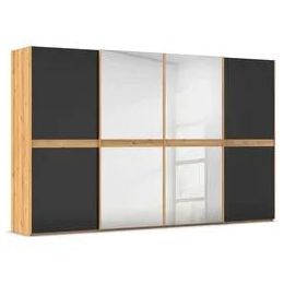 Schwebet&uuml;renschrank Rauch "Kleiderschrank Schrank Garderobe Schlafzimmerschrank SCALE-LINE", schwarz (asteiche, glas schwarz), B:360cm H:223cm T:68cm, Holzwerkstoff, Schr&auml;nke, Schwebet&uuml;renschrank, edle Optik mit Bauchbinde mit Glas/Spiegel-Front MADE IN GERMANY