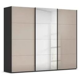 Schwebet&uuml;renschrank Rauch "Kleiderschrank Schrank Garderobe Schlafzimmerschrank SCALE-FYRA", beige (schwarz, glas fango, griffleisten schwarz), B:271cm H:223cm T:68cm, Holzwerkstoff, Schr&auml;nke, Schwebet&uuml;renschrank, edle viergeteilte T&uuml;ren Spiegel/Glas-Mix viele Farben MADE IN GERMANY