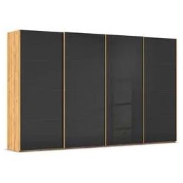 Schwebet&uuml;renschrank Rauch "Kleiderschrank Schrank Garderobe Schlafzimmerschrank SCALE-FYRA", schwarz (asteiche, glas schwarz, griffleisten asteiche), B:360cm H:223cm T:68cm, Holzwerkstoff, Schr&auml;nke, Schwebet&uuml;renschrank, edle viergeteilte T&uuml;ren mit Glas-Front viele Farben MADE IN GERMANY