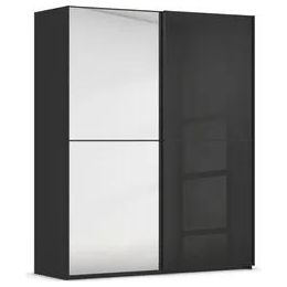Schwebet&uuml;renschrank Rauch "Kleiderschrank Schrank Garderobe Schlafzimmerschrank SCALE-DUO", schwarz (schwarz, glas schwarz, griffleisten schwarz), B:181cm H:223cm T:68cm, Holzwerkstoff, Schr&auml;nke, Schwebet&uuml;renschrank, edle zweigeteilte T&uuml;ren Spiegel/Glas-Mix 3 Zierleisten MADE IN GERMANY