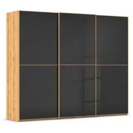 Schwebet&uuml;renschrank Rauch "Kleiderschrank Schrank Garderobe Schlafzimmerschrank SCALE-DUO", schwarz (asteiche, glas schwarz, griffleisten asteiche), B:271cm H:223cm T:68cm, Holzwerkstoff, Schr&auml;nke, Schwebet&uuml;renschrank, edle zweigeteilte T&uuml;ren Glas-Front mit 3 Zierleisten MADE IN GERMANY