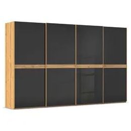 Schwebet&uuml;renschrank Rauch "Kleiderschrank Schrank Garderobe Schlafzimmerschrank SCALE-LINE", schwarz (asteiche, glas schwarz), B:360cm H:223cm T:68cm, Holzwerkstoff, Schr&auml;nke, Schwebet&uuml;renschrank, edle Optik mit Bauchbinde in Korpusfarbe mit Glasfront MADE IN GERMANY