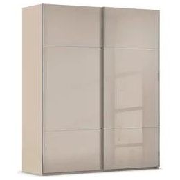 Schwebet&uuml;renschrank Rauch "Kleiderschrank Schrank Garderobe Schlafzimmerschrank SCALE-TRIO", beige (fango, glas fango, griffleisten chrom), B:181cm H:223cm T:67cm, Holzwerkstoff, Schr&auml;nke, Schwebet&uuml;renschrank, edle dreigeteilte Front mit 2 Zierleisten Glasfront MADE IN GERMANY