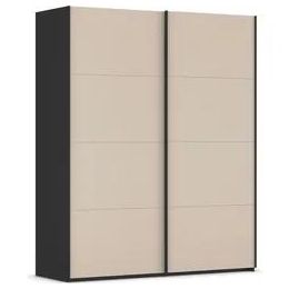 Schwebet&uuml;renschrank Rauch "Kleiderschrank Schrank Garderobe Schlafzimmerschrank SCALE-FYRA", beige (schwarz, glas champagner matt, griffleisten schwarz), B:181cm H:223cm T:67cm, Holzwerkstoff, Schr&auml;nke, Schwebet&uuml;renschrank, edle viergeteilte T&uuml;ren mit Glas-Front viele Farben MADE IN GERMANY