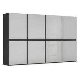 Schwebet&uuml;renschrank Rauch "Kleiderschrank Schrank Garderobe Schlafzimmerschrank SCALE-LINE", grau (schwarz, glas seidengrau), B:360cm H:223cm T:68cm, Holzwerkstoff, Schr&auml;nke, Schwebet&uuml;renschrank, edle Optik mit Bauchbinde in Korpusfarbe mit Glasfront MADE IN GERMANY