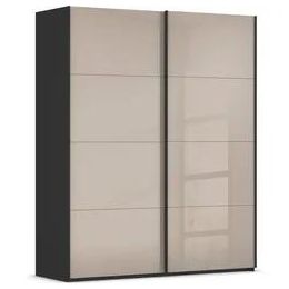 Schwebet&uuml;renschrank Rauch "Kleiderschrank Schrank Garderobe Schlafzimmerschrank SCALE-FYRA", beige (schwarz, glas fango, griffleisten schwarz), B:181cm H:223cm T:67cm, Holzwerkstoff, Schr&auml;nke, Schwebet&uuml;renschrank, edle viergeteilte T&uuml;ren mit Glas-Front viele Farben MADE IN GERMANY