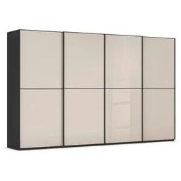 Schwebet&uuml;renschrank Rauch "Kleiderschrank Schrank Garderobe Schlafzimmerschrank SCALE-DUO", beige (schwarz, glas champagner, griffleisten schwarz), B:360cm H:223cm T:68cm, Holzwerkstoff, Schr&auml;nke, Schwebet&uuml;renschrank, edle zweigeteilte T&uuml;ren Glas-Front mit 3 Zierleisten MADE IN GERMANY
