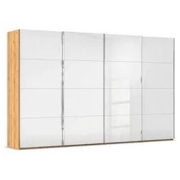 Schwebet&uuml;renschrank Rauch "Kleiderschrank Schrank Garderobe Schlafzimmerschrank SCALE-FYRA", wei&szlig; (asteiche, glas kristallwei&szlig;, griffleisten chrom), B:360cm H:223cm T:68cm, Holzwerkstoff, Schr&auml;nke, Schwebet&uuml;renschrank, edle viergeteilte T&uuml;ren mit Glas-Front viele Farben MADE IN GERMANY