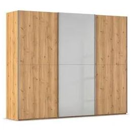 Schwebet&uuml;renschrank Rauch "Kleiderschrank Schrank Garderobe Schlafzimmerschrank SCALE-WOOD", grau (asteiche massiv, glas seidengrau), B:271cm H:223cm T:68cm, Holz teilmassiv, Schr&auml;nke, Schwebet&uuml;renschrank, edle geteilte Front in massiver Asteiche mit Glast&uuml;ren MADE IN GERMANY
