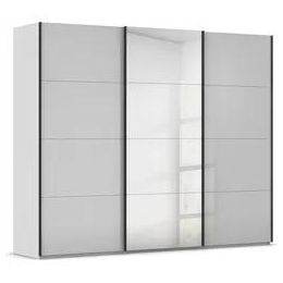 Schwebet&uuml;renschrank Rauch "Kleiderschrank Schrank Garderobe Schlafzimmerschrank SCALE-FYRA", grau (seidengrau, glas seidengrau, griffleisten schwarz), B:271cm H:223cm T:68cm, Holzwerkstoff, Schr&auml;nke, Schwebet&uuml;renschrank, edle viergeteilte T&uuml;ren Spiegel/Glas-Mix viele Farben MADE IN GERMANY