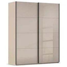 Schwebet&uuml;renschrank Rauch "Kleiderschrank Schrank Garderobe Schlafzimmerschrank SCALE-FYRA", beige (fango, glas fango, griffleisten schwarz), B:181cm H:223cm T:67cm, Holzwerkstoff, Schr&auml;nke, Schwebet&uuml;renschrank, edle viergeteilte T&uuml;ren mit Glas-Front viele Farben MADE IN GERMANY