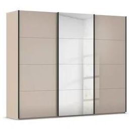 Schwebet&uuml;renschrank Rauch "Kleiderschrank Schrank Garderobe Schlafzimmerschrank SCALE-FYRA", beige (fango, glas fango, griffleisten schwarz), B:271cm H:223cm T:68cm, Holzwerkstoff, Schr&auml;nke, Schwebet&uuml;renschrank, edle viergeteilte T&uuml;ren Spiegel/Glas-Mix viele Farben MADE IN GERMANY