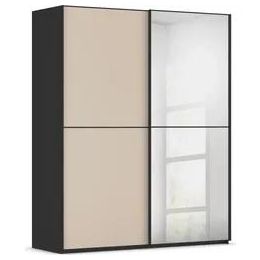 Schwebet&uuml;renschrank Rauch "Kleiderschrank Schrank Garderobe Schlafzimmerschrank SCALE-DUO", beige (schwarz, glas champagner matt, griffleisten schwarz), B:181cm H:223cm T:68cm, Holzwerkstoff, Schr&auml;nke, Schwebet&uuml;renschrank, edle zweigeteilte T&uuml;ren Spiegel/Glas-Mix 3 Zierleisten MADE IN GERMANY