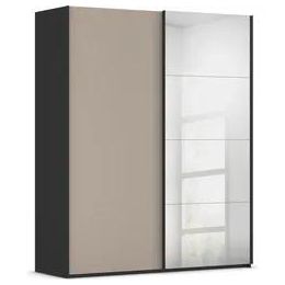 Schwebet&uuml;renschrank Rauch "Kleiderschrank Schrank Garderobe Schlafzimmerschrank SCALE-FYRA", beige (schwarz, glas fango matt, griffleisten schwarz), B:181cm H:223cm T:67cm, Holzwerkstoff, Schr&auml;nke, Schwebet&uuml;renschrank, edle viergeteilte T&uuml;ren Spiegel/Glas-Mix viele Farben MADE IN GERMANY