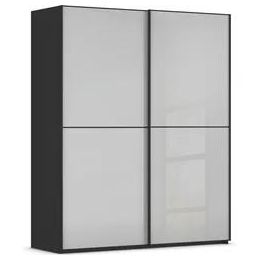 Schwebet&uuml;renschrank Rauch "Kleiderschrank Schrank Garderobe Schlafzimmerschrank SCALE-DUO", grau (schwarz, glas seidengrau, griffleisten schwarz), B:181cm H:223cm T:68cm, Holzwerkstoff, Schr&auml;nke, Schwebet&uuml;renschrank, edle zweigeteilte T&uuml;ren Glas-Front mit 3 Zierleisten MADE IN GERMANY