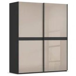 Schwebet&uuml;renschrank Rauch "Kleiderschrank Schrank Garderobe Schlafzimmerschrank SCALE-LINE", beige (schwarz, glas fango), B:181cm H:223cm T:68cm, Holzwerkstoff, Schr&auml;nke, Schwebet&uuml;renschrank, edle Optik mit Bauchbinde in Korpusfarbe mit Glasfront MADE IN GERMANY
