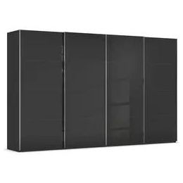Schwebet&uuml;renschrank Rauch "Kleiderschrank Schrank Garderobe Schlafzimmerschrank SCALE-FYRA", schwarz (schwarz, glas schwarz, griffleisten chrom), B:360cm H:223cm T:68cm, Holzwerkstoff, Schr&auml;nke, Schwebet&uuml;renschrank, edle viergeteilte T&uuml;ren mit Glas-Front viele Farben MADE IN GERMANY