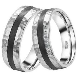 Trauring DOOSTI "Schmuck Geschenk Edelstahl Trauring Ehering Partnerring LIEBE" Gr. 54, schwarz (edelstahlfarben, schwarz), Fingerringe, Damen, 54, ohne Zirkonia, Carbon Edelstahl, 7mm, Carbon, Edelstahl, Trauring, wahlweise mit oder ohne Zirkonia