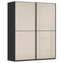 Schwebet&uuml;renschrank Rauch "Kleiderschrank Schrank Garderobe Schlafzimmerschrank SCALE-DUO", beige (schwarz, glas champagner, griffleisten schwarz), B:181cm H:223cm T:68cm, Holzwerkstoff, Schr&auml;nke, Schwebet&uuml;renschrank, edle zweigeteilte T&uuml;ren Glas-Front mit 3 Zierleisten MADE IN GERMANY