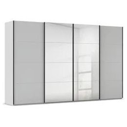 Schwebet&uuml;renschrank Rauch "Kleiderschrank Schrank Garderobe Schlafzimmerschrank SCALE-FYRA", grau (seidengrau, griffleisten schwarz), B:360cm H:223cm T:68cm, Holzwerkstoff, Schr&auml;nke, Schwebet&uuml;renschrank, edle viergeteilte T&uuml;ren mit Spiegel und vielen Farben MADE IN GERMANY