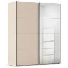 Schwebet&uuml;renschrank Rauch "Kleiderschrank Schrank Garderobe Schlafzimmerschrank SCALE-FYRA", beige (champagner, griffleisten schwarz), B:181cm H:223cm T:68cm, Holzwerkstoff, Schr&auml;nke, Schwebet&uuml;renschrank, edle viergeteilte T&uuml;ren mit Spiegel und vielen Farben MADE IN GERMANY