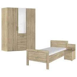 Schlafzimmer-Set Rauch "Komplettschlafzimmer Schlafzimmer EVELYN", braun (eiche sonoma), Bett 100x200cm + ohne Matratze, B/H: 100cm x 200cm, Bett 100x200cm, Holzwerkstoff, Schlafzimmerm&ouml;bel-Sets, Schrank und Bett in 2 Breiten, Nachttisch mit Paneel MADE IN GERMANY