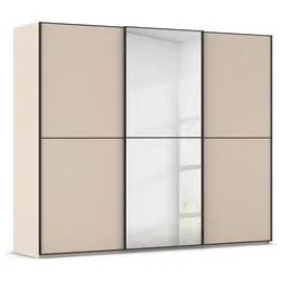 Schwebet&uuml;renschrank Rauch "Kleiderschrank Schrank Garderobe Schlafzimmerschrank SCALE-DUO", beige (champagner, griffleisten schwarz), B:271cm H:223cm T:68cm, Holzwerkstoff, Schr&auml;nke, Schwebet&uuml;renschrank, edle zweigeteilte T&uuml;ren, Spiegel und 3 Zierleisten MADE IN GERMANY