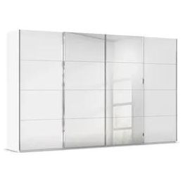Schwebet&uuml;renschrank Rauch "Kleiderschrank Schrank Garderobe Schlafzimmerschrank SCALE-FYRA", wei&szlig; (alpinwei&szlig;, glas kristallwei&szlig;, griffleisten chrom), B:360cm H:223cm T:68cm, Holzwerkstoff, Schr&auml;nke, Schwebet&uuml;renschrank, edle viergeteilte T&uuml;ren Spiegel/Glas-Mix viele Farben MADE IN GERMANY
