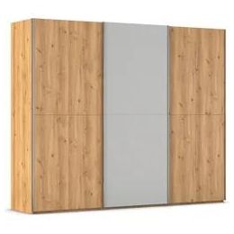 Schwebet&uuml;renschrank Rauch "Kleiderschrank Schrank Garderobe Schlafzimmerschrank SCALE-WOOD", grau (asteiche massiv, glas seidengrau matt), B:271cm H:223cm T:68cm, Holz teilmassiv, Schr&auml;nke, Schwebet&uuml;renschrank, edle geteilte Front in massiver Asteiche mit Glast&uuml;ren MADE IN GERMANY
