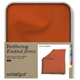 Bettbezug Schlafgut "Premium Bettbezug Knitted Jersey (1 St)", rot (rot mid), B:240cm L:220cm, Jersey, Obermaterial: 95% Baumwolle, 5% Elasthan, Bettbez&uuml;ge, Ton-in-Ton Rei&szlig;verschluss, Bio-Baumwolle mit Elasthan, Uni, OEKO Tex