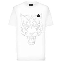 T-Shirt Plein Sport "Tiger", Damen, Gr. S, 0170, wei&szlig;, silber, Obermaterial: 100% Baumwolle, Shirts T-Shirt