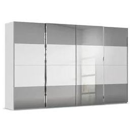 Schwebet&uuml;renschrank Rauch "Kleiderschrank Schrank Garderobe Schlafzimmerschrank SCALE-FYRA", grau (seidengrau, grauspiegel, griffleisten chrom), B:360cm H:223cm T:68cm, Holzwerkstoff, Schr&auml;nke, Schwebet&uuml;renschrank, edle T&uuml;ren viergeteilt Front Spiegel-Mix viele Farben MADE IN GERMANY