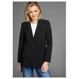 Longblazer Laura Scott, Damen, Gr. 42, schwarz, Obermaterial: 94% Polyester, 6% Elasthan. Futter: 100% Polyester, gestreift, unifarben, l&auml;ssig geschnitten, Blazer Longblazer, mit konstrastfarbigem Innenfutter