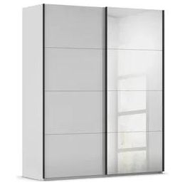 Schwebet&uuml;renschrank Rauch "Kleiderschrank Schrank Garderobe Schlafzimmerschrank SCALE-FYRA", grau (seidengrau, glas seidengrau, griffleisten schwarz), B:181cm H:223cm T:67cm, Holzwerkstoff, Schr&auml;nke, Schwebet&uuml;renschrank, edle viergeteilte T&uuml;ren Spiegel/Glas-Mix viele Farben MADE IN GERMANY