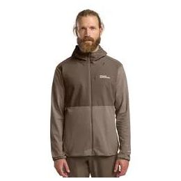Kapuzenfleecejacke Jack Wolfskin "PRELIGHT TRAIL HOODY M", Herren, Gr. S (48), braun (cold, coffee), Obermaterial: 84% Polyester, 16% Elasthan. Futter: 100% Polyester, Jacken
