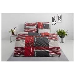 Bettw&auml;sche OTTO HOME "Kelian", rot (anthrazit, rot), B/L: 200cm x 200cm, 1 Stk., 2 Stk., Linon, B/L: 80cm x 80cm & 80cm x 80cm, 3, Linon, Obermaterial: 100% Baumwolle, Bettw&auml;sche, Bettw&auml;sche, in verschiedenen Qualit&auml;ten, gemusterte Bettw&auml;sche, Topseller