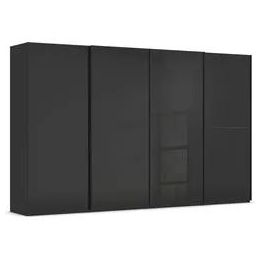 Schwebet&uuml;renschrank Rauch "Kleiderschrank Schrank Garderobe Schlafzimmerschrank SCALE-DUO", schwarz (schwarz, glas schwarz, griffleisten schwarz), B:360cm H:223cm T:68cm, Holzwerkstoff, Schr&auml;nke, Schwebet&uuml;renschrank, edle zweigeteilte T&uuml;ren Glas-Front mit 3 Zierleisten MADE IN GERMANY