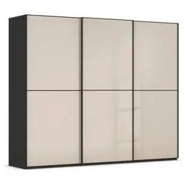Schwebet&uuml;renschrank Rauch "Kleiderschrank Schrank Garderobe Schlafzimmerschrank SCALE-DUO", beige (schwarz, glas champagner, griffleisten schwarz), B:271cm H:223cm T:68cm, Holzwerkstoff, Schr&auml;nke, Schwebet&uuml;renschrank, edle zweigeteilte T&uuml;ren Glas-Front mit 3 Zierleisten MADE IN GERMANY