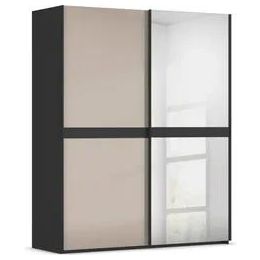 Schwebet&uuml;renschrank Rauch "Kleiderschrank Schrank Garderobe Schlafzimmerschrank SCALE-LINE", beige (schwarz, glas fango), B:181cm H:223cm T:68cm, Holzwerkstoff, Schr&auml;nke, Schwebet&uuml;renschrank, edle Optik mit Bauchbinde mit Glas/Spiegel-Front MADE IN GERMANY