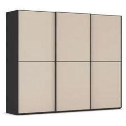 Schwebet&uuml;renschrank Rauch "Kleiderschrank Schrank Garderobe Schlafzimmerschrank SCALE-DUO", beige (schwarz, glas champagner matt, griffleisten schwarz), B:271cm H:223cm T:68cm, Holzwerkstoff, Schr&auml;nke, Schwebet&uuml;renschrank, edle zweigeteilte T&uuml;ren Glas-Front mit 3 Zierleisten MADE IN GERMANY