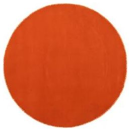 Wollteppich CarpetFine "Gabbeh Lola Uni", orange, H:14mm &Oslash;:80cm, Wolle, Teppiche, mit nat&uuml;rlichem Pflanzenmaterial von Hand gewebt, auch als L&auml;ufer