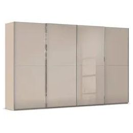 Schwebet&uuml;renschrank Rauch "Kleiderschrank Schrank Garderobe Schlafzimmerschrank SCALE-DUO", beige (fango, glas fango, griffleisten chrom), B:360cm H:223cm T:68cm, Holzwerkstoff, Schr&auml;nke, Schwebet&uuml;renschrank, edle zweigeteilte T&uuml;ren Glas-Front mit 3 Zierleisten MADE IN GERMANY