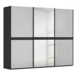 Schwebet&uuml;renschrank Rauch "Kleiderschrank Schrank Garderobe Schlafzimmerschrank SCALE-LINE", grau (schwarz, glas seidengrau), B:271cm H:223cm T:68cm, Holzwerkstoff, Schr&auml;nke, Schwebet&uuml;renschrank, edle Optik mit Bauchbinde mit Glas/Spiegel-Front MADE IN GERMANY